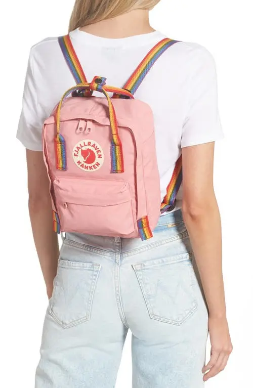 Fjallraven Mini Kånken 13-inch Laptop Backpack - Pink-rainbow Pattern