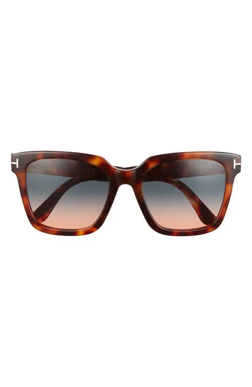 TOM FORD Selby Square Sunglasses - Havana Blue