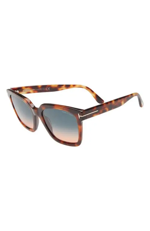 TOM FORD Selby Square Sunglasses - Havana Blue