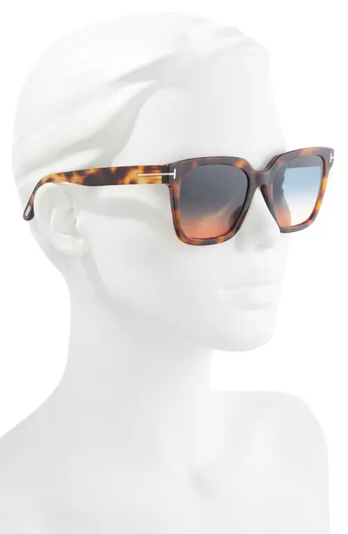 TOM FORD Selby Square Sunglasses - Havana Blue