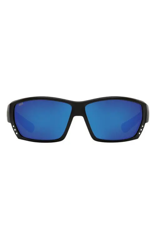 COSTA DEL MAR 62mm Polarized Oversized Rectangle Sunglasses - Matte Black