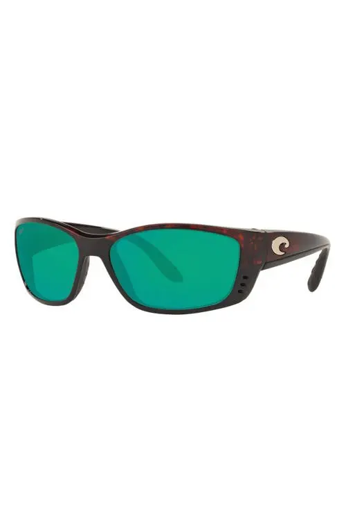 COSTA DEL MAR 64mm Oversized Polarized Rectangle Sunglasses - Dk Tort