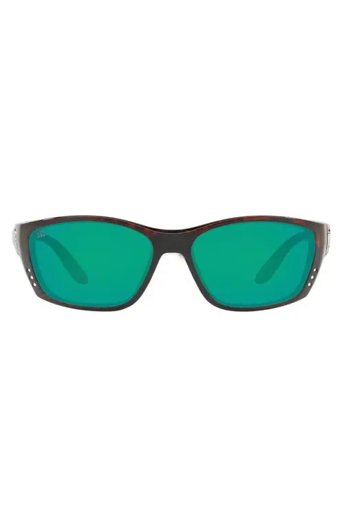 COSTA DEL MAR 64mm Oversized Polarized Rectangle Sunglasses - Tort