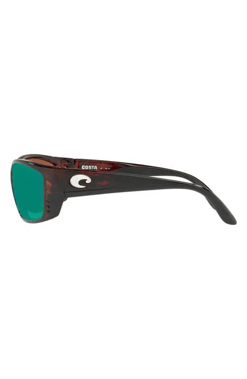 COSTA DEL MAR 64mm Oversized Polarized Rectangle Sunglasses - Tort