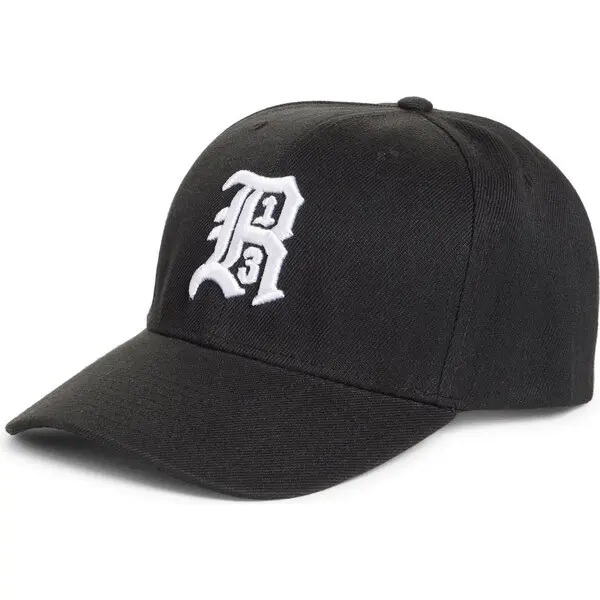 R13 Embroidered Logo Baseball Cap - Black