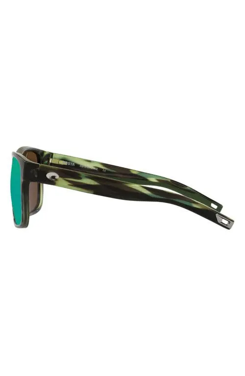 COSTA DEL MAR 59mm Polarized Square Sunglasses - Green Mirror