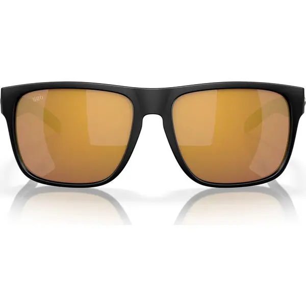 COSTA DEL MAR 59mm Polarized Square Sunglasses - Matte Black/ Gold Mirror