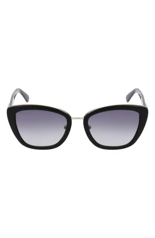 Longchamp Roseau 53mm Gradient Cat Eye Sunglasses - Black/ Black