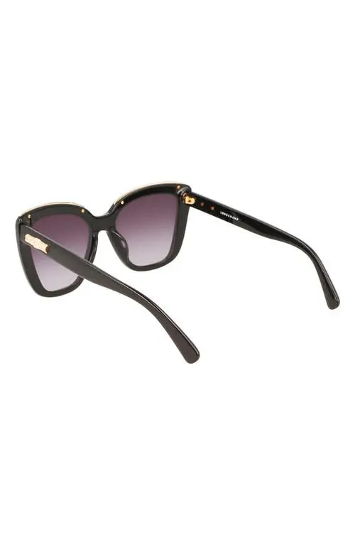 Longchamp Roseau 53mm Gradient Cat Eye Sunglasses - Black