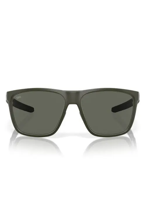COSTA DEL MAR 62mm Polarized Square Sunglasses - Matte Olive/ Gray 580g