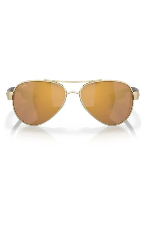 COSTA DEL MAR 57mm Aviator Sunglasses - Brushed Gold/ Gold Mirror 580g