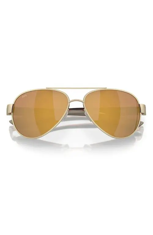 COSTA DEL MAR 57mm Aviator Sunglasses - Brushed Gold/ Gold Mirror 580g