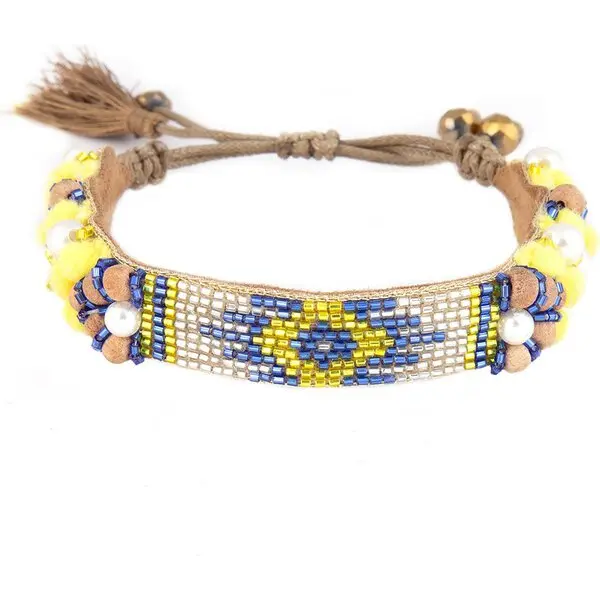 Deepa Gurnani Alessia Glass Bead Bracelet - Yellow