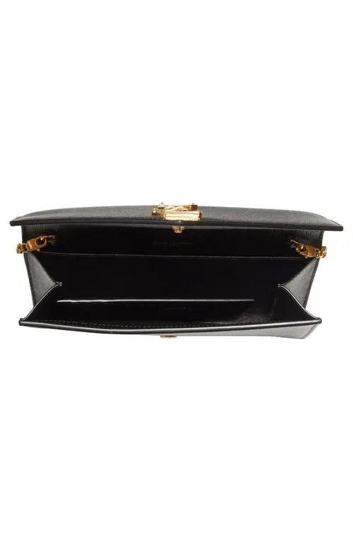 Saint Laurent Uptown Pebbled Calfskin Wallet-on-chain - 1000 Nero