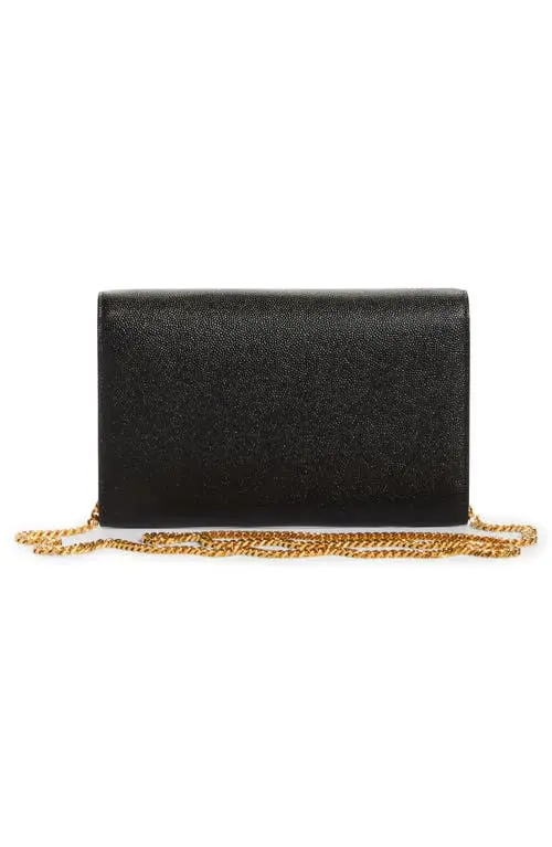 Saint Laurent Uptown Pebbled Calfskin Wallet-on-chain - 1000 Nero