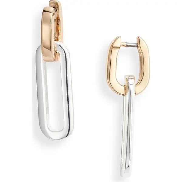 Jenny Bird Teenie Detachable Link Drop Huggie Hoop Earrings - Two-tone