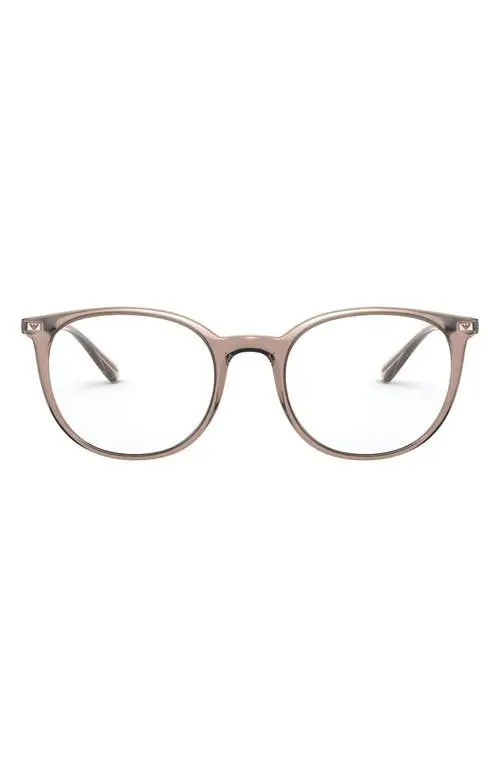 Emporio Armani 52mm Round Optical Glasses - Transparen
