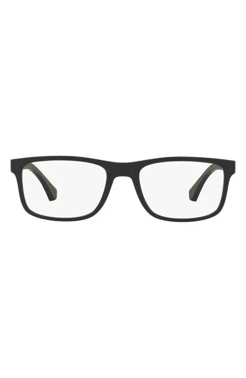 Emporio Armani 53mm Rectangular Eyeglasses - Matte Black - 53mm