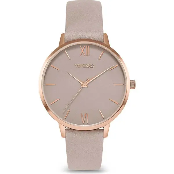 VINCERO Eros Leather Strap Watch - Rose Taupe