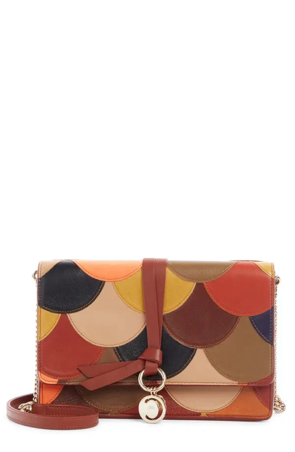 Chloé Alphabet Scallop Patchwork Leather Clutch
