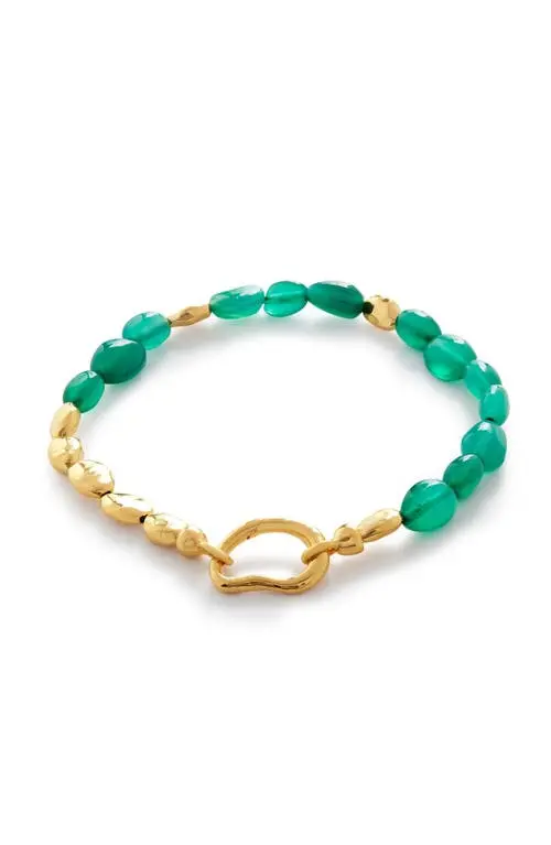 Monica Vinader Rio Beaded Stone Bracelet - 18k Gold Vermeil/green Onyx