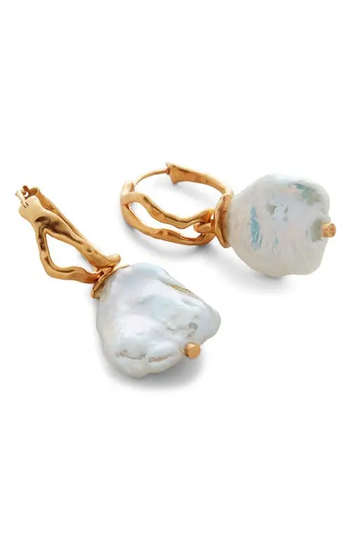Monica Vinader Large Keshi Pearl Hoop Earrings - Gp