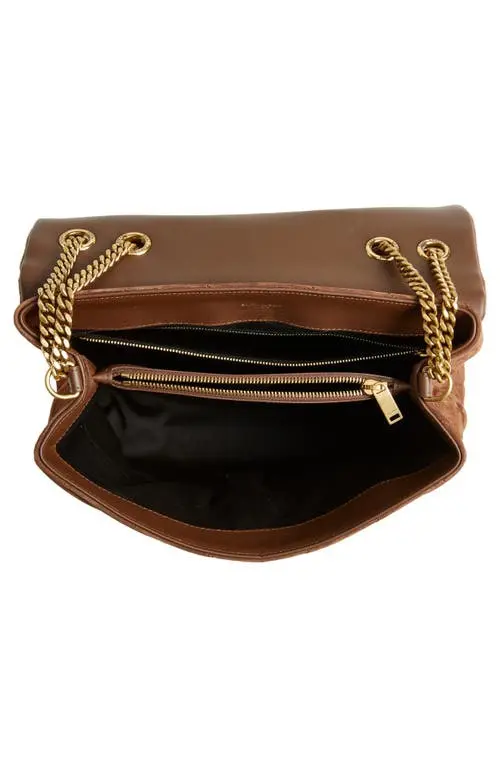 Saint Laurent Medium Lou Suede Shoulder Bag - Brown Coffee