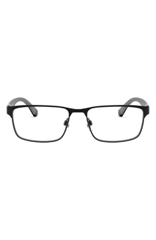 Emporio Armani 56mm Rectangular Eyeglasses - Matte Black