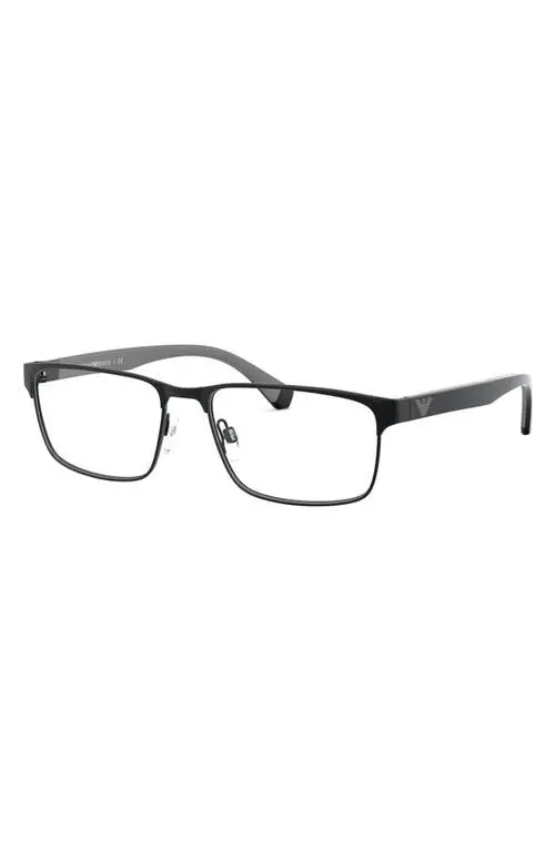 Emporio Armani 56mm Rectangular Eyeglasses - Matte Black