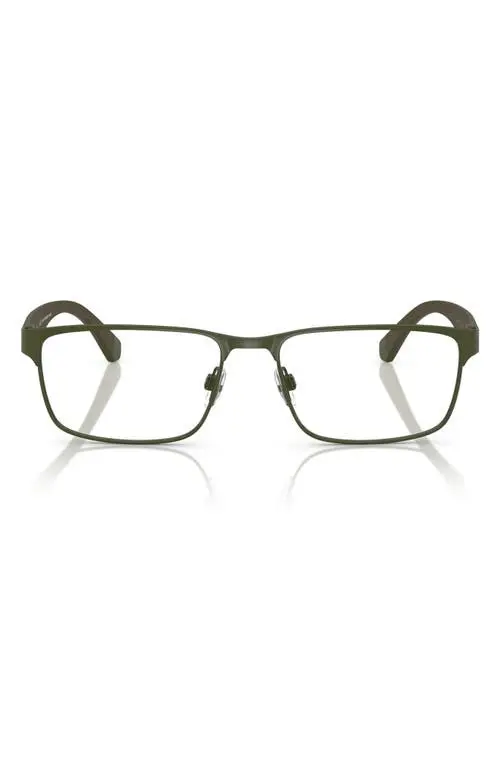 Emporio Armani 56mm Rectangular Eyeglasses - Matte Green/demo Lens
