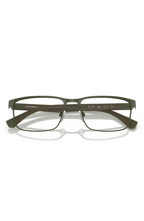 Emporio Armani 56mm Rectangular Eyeglasses - Matte Green/demo Lens