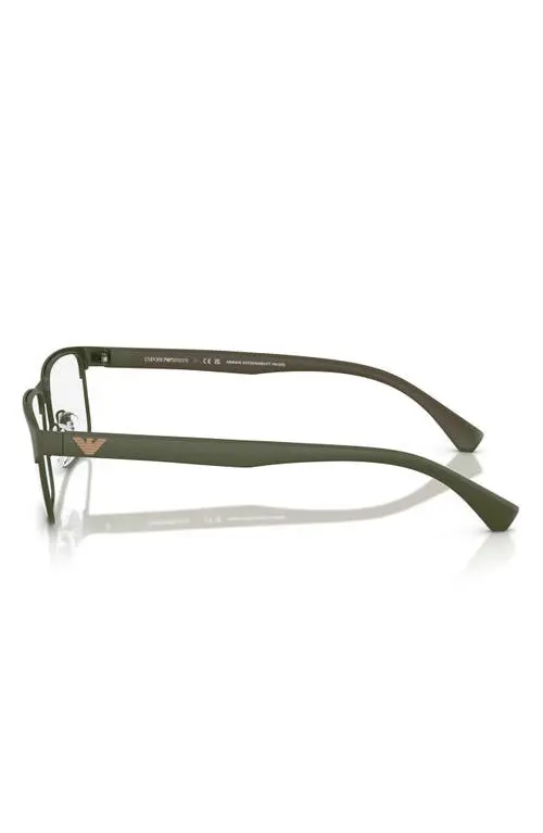 Emporio Armani 56mm Rectangular Eyeglasses - Matte Green/demo Lens