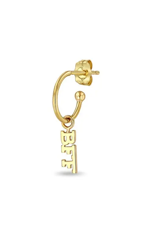 Zoe Chicco Tiny Letters Bff Single Drop Hoop Earring - 14k Yellow Gold