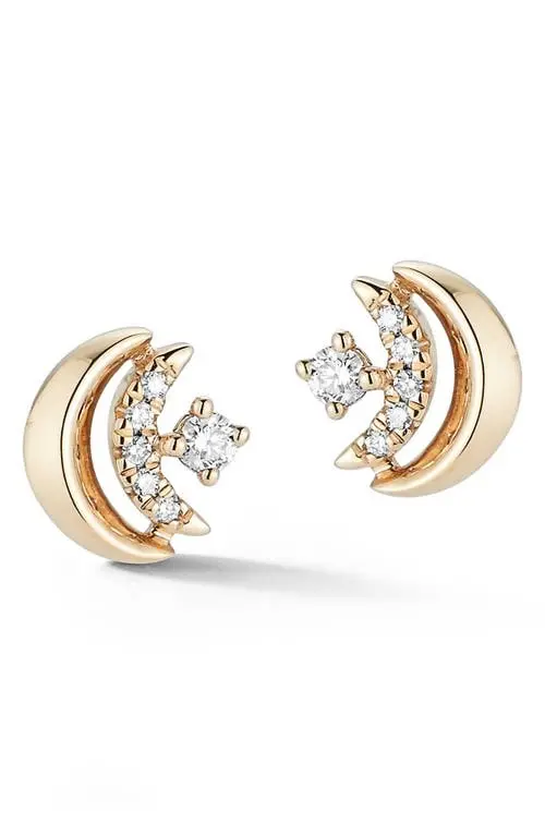 DANA REBECCA DESIGNS Reese Brooklyn Diamond Double Crescent Stud Earrings - Yellow Gold