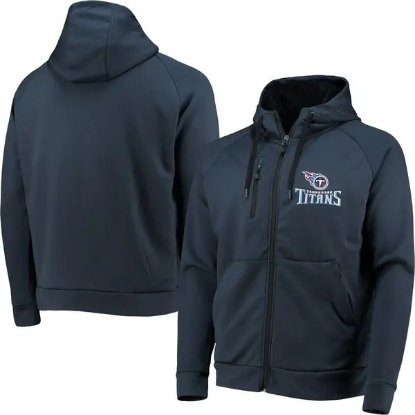 DUNBROOKE Tennessee Titans Shag Tri-blend Full-zip Raglan Hoodie - Navy