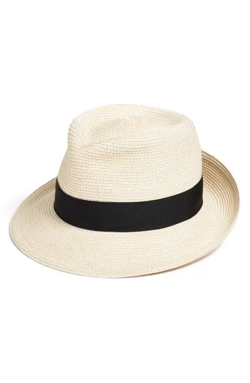 Eric Javits Classic Squishee® Straw Packable Fedora - Cream/ Black