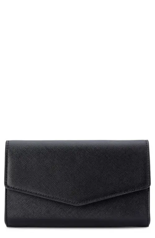 OLGA BERG Faux Leather Envelope Clutch - Black