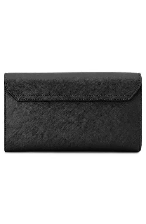OLGA BERG Faux Leather Envelope Clutch - Black