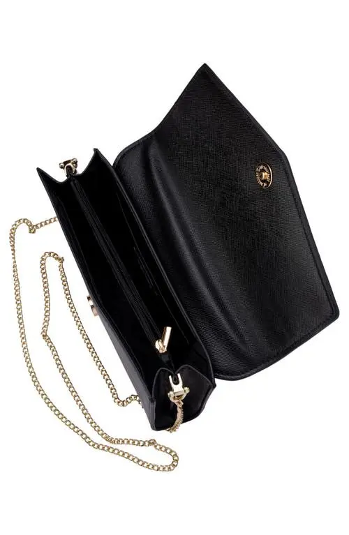 OLGA BERG Faux Leather Envelope Clutch - Black