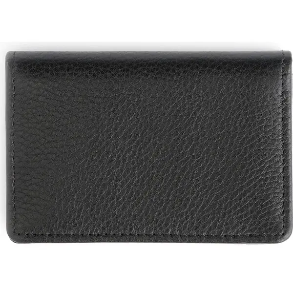 ROYCE NEW YORK Personalized Leather Card Case - Black- Deboss