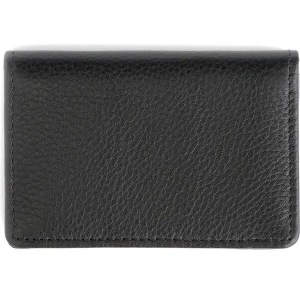 ROYCE NEW YORK Personalized Leather Card Case - Black- Gold Foil