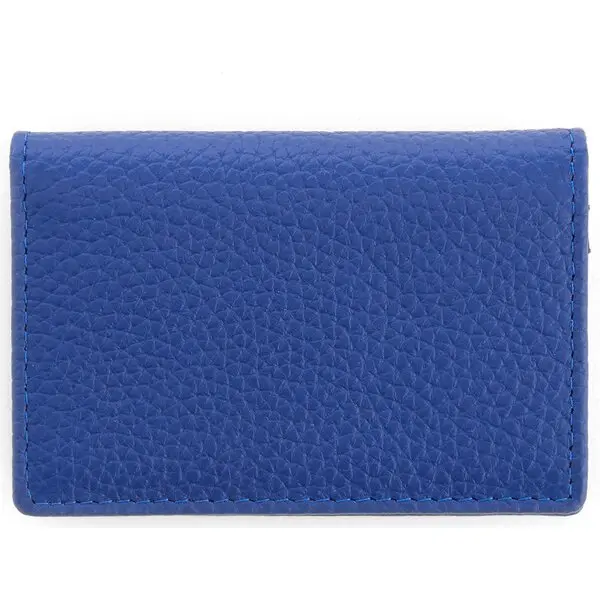 ROYCE NEW YORK Personalized Leather Card Case - Blue - Silver Foil