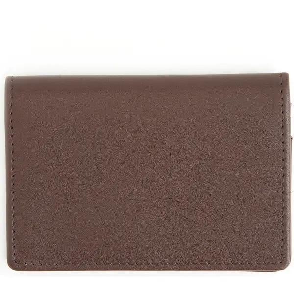 ROYCE NEW YORK Personalized Leather Card Case - Brown- Gold Foil