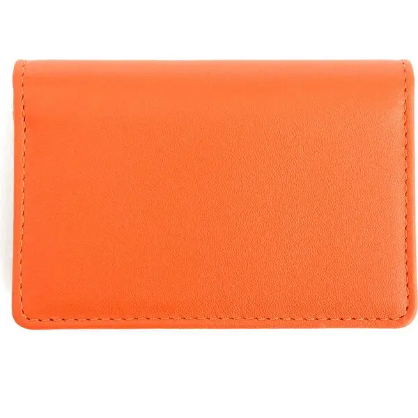 ROYCE NEW YORK Personalized Leather Card Case - Orange- Deboss
