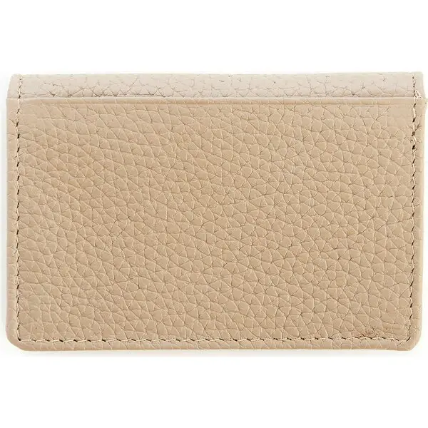ROYCE NEW YORK Personalized Leather Card Case - Taupe - Silver Foil