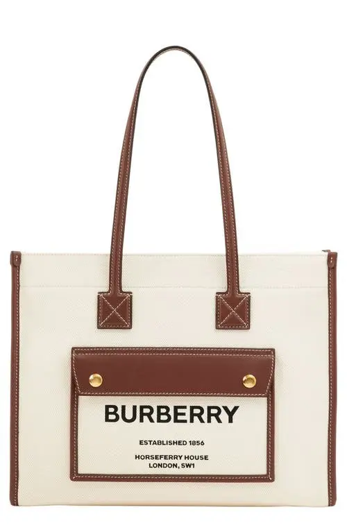 Burberry Medium Horseferry Print Canvas And Leather Tote - Natural/ Tan