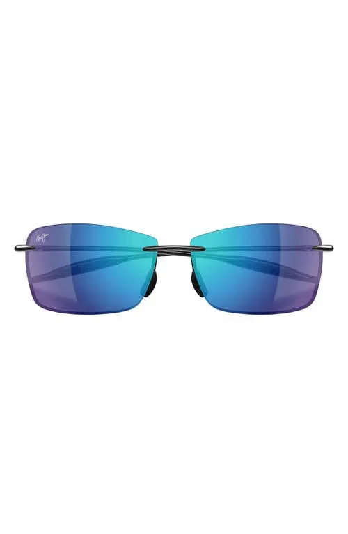 Maui Jim Lighthouse 65mm Polarized Rectangle Sunglasses - Black/blue