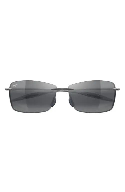 Maui Jim Lighthouse 65mm Polarized Rectangle Sunglasses - Grey/grey