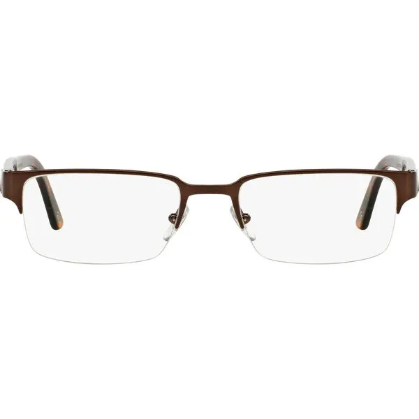 Versace 53mm Rectangle Half-rim Eyeglasses - Brushed Brown