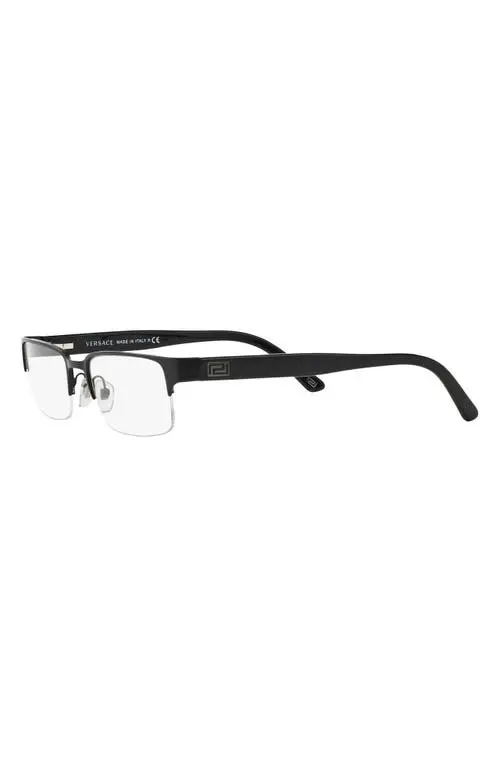Versace 53mm Rectangle Half-rim Eyeglasses - Matte Black